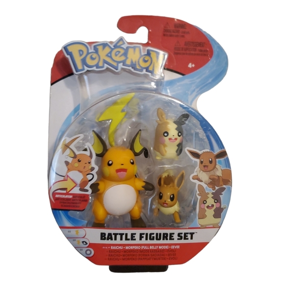 Pokemon | Toys | Pokemon Battle Figure Set Raichu Eevee Full Belly Mode ...